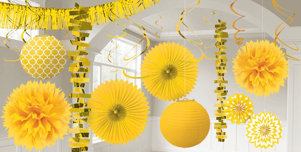 Sunshine Yellow Decorations - Sunshine Yellow Balloons, Banners & Swirl ...